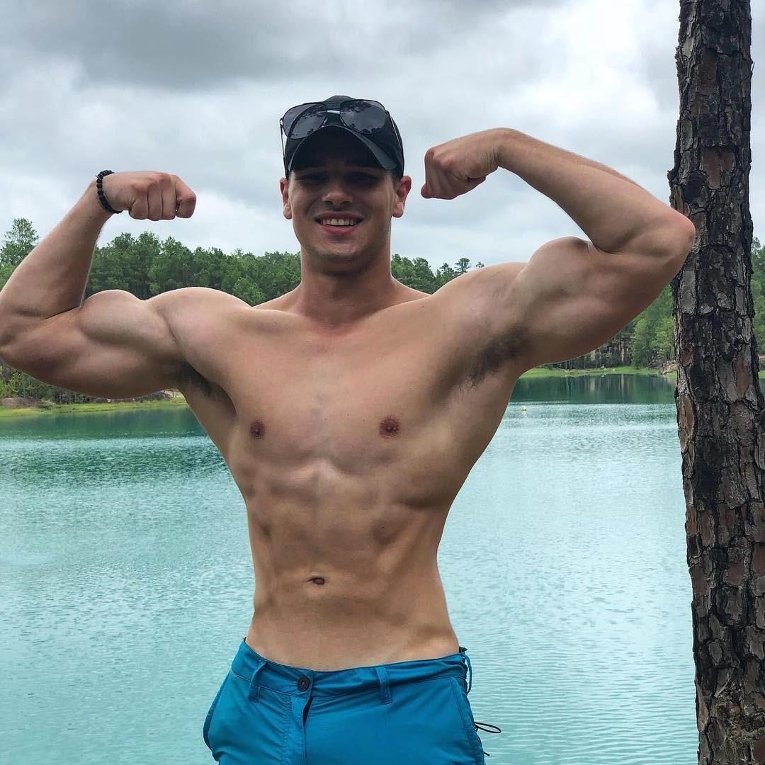 Shirtless Fit Young Guys Fist Pumping Smiling