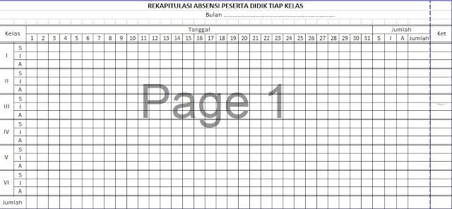 Contoh Format Absen Manual Harian Guru Lengkap Sekolah Dasar - SDN SOBANG 1