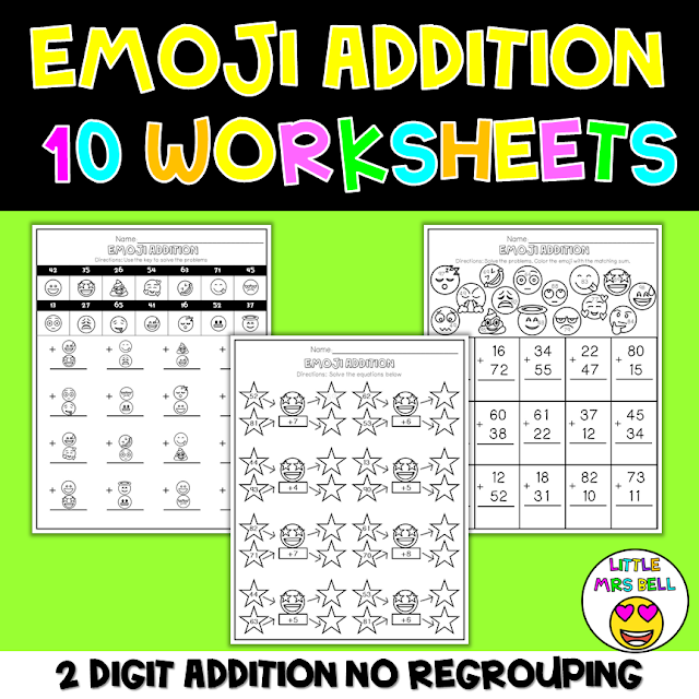 Little Mrs. Bell: Emoji Addition Freebie & Worksheet Pack
