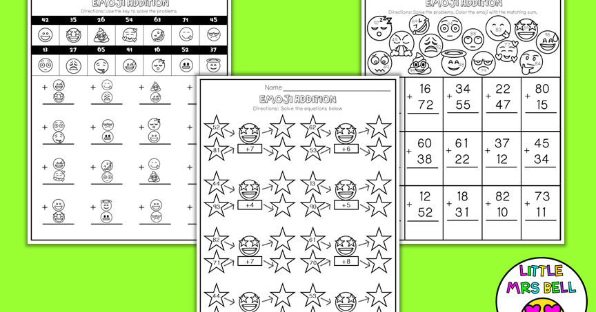 Little Mrs. Bell: Emoji Addition Freebie & Worksheet Pack