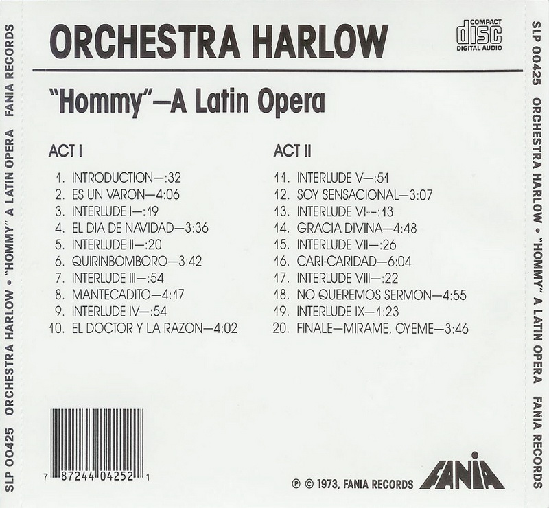 ENTRE MUSICA: ORCHESTRA HARLOW - Hommy Latin Opera (1973)