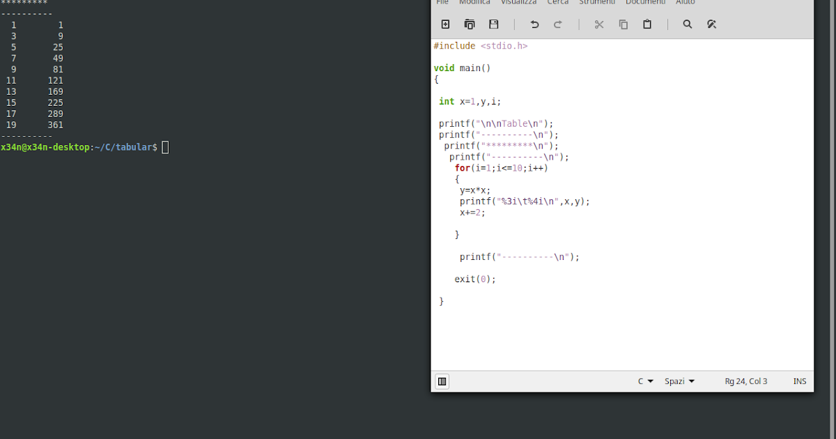 C Language and use tabulation command for paginate output.