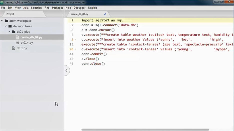 Prototype Project Decision Tree 01 Python Data From Sqlite Db And File Functionality