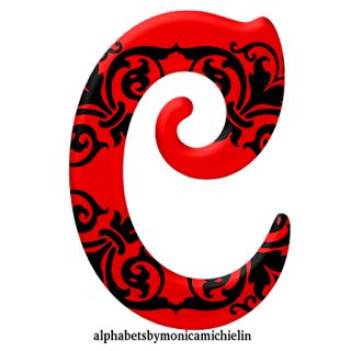 M. Michielin Alphabets: RED BLACK DAMASK TEXTURE ORNAMENT ALPHABET ...