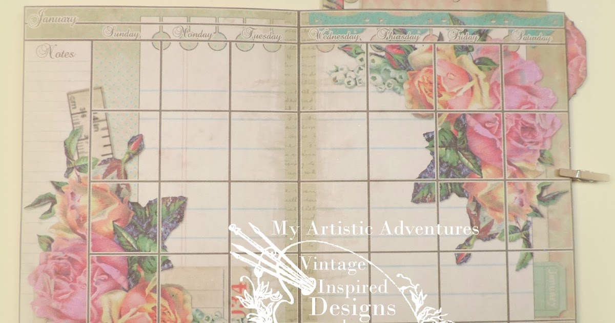 Heather A Hudson: Vintage Shabby Chic Calendar/ Journal Pages Digital Set