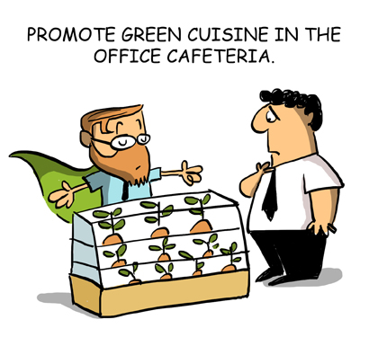 Green Humour: Captain Sustaino's Green Tips for Office Goers