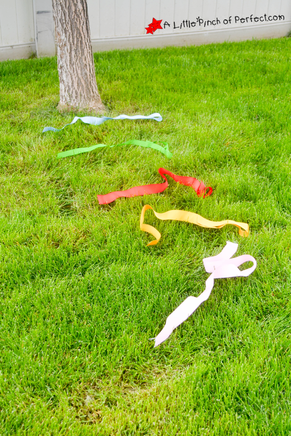 Rainbow Ribbon Run! Gross Motor Play for Kids - A Little Pinch of Perfect