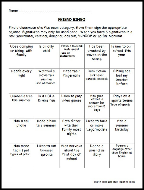 5 Meaningful No-Prep Activities for the First Week of School | Tried ...