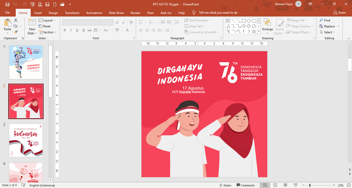 Template Powerpoint Poster Gambar Ucapan HUT RI Ke-76 | 2021 - SKETZHBOOK