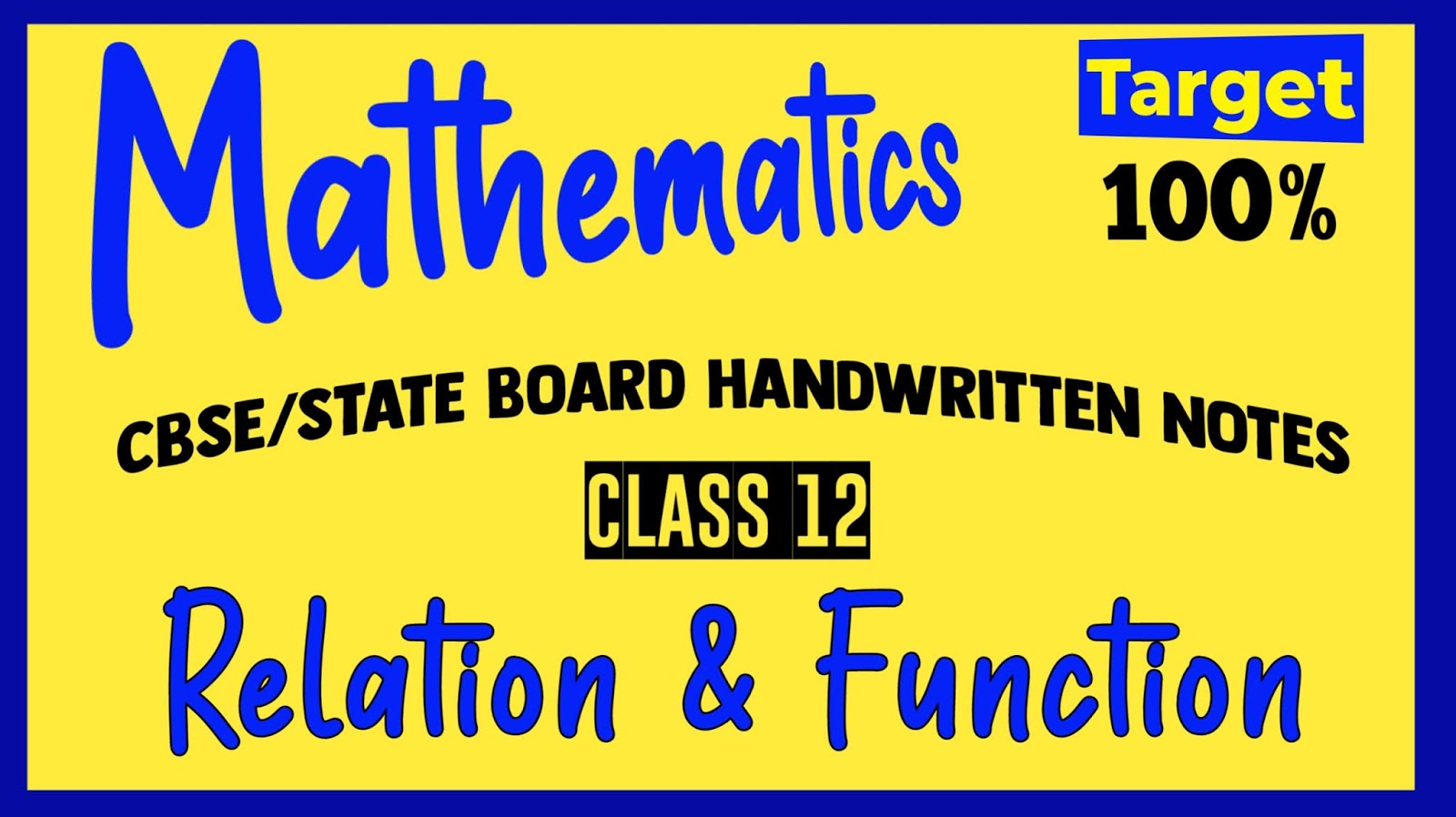 Relation and Function Class 12th Math Handwritten Notes
