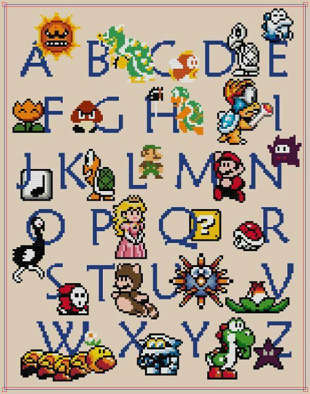 Abecedario de Super Mario Bros para Punto de Cruz. Super Mario Bros ...