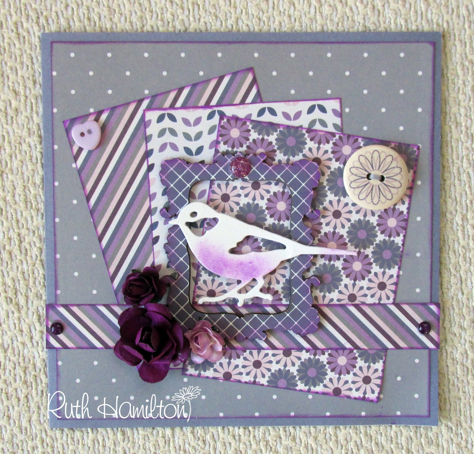 A Passion For Cards: Berry Blush Bird card - Dovecraft Back to Basics