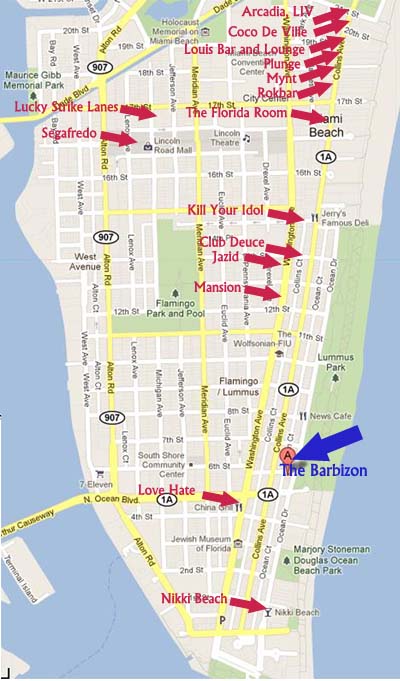 Events and Fun in South Beach, Miami: Miami Beach Nightclub Map!