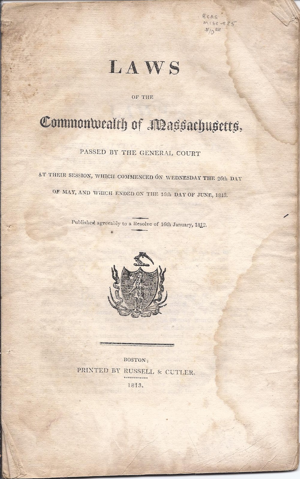 Heirlooms Reunited: 1813 Law Establishing Boundaries of Belfast, Maine