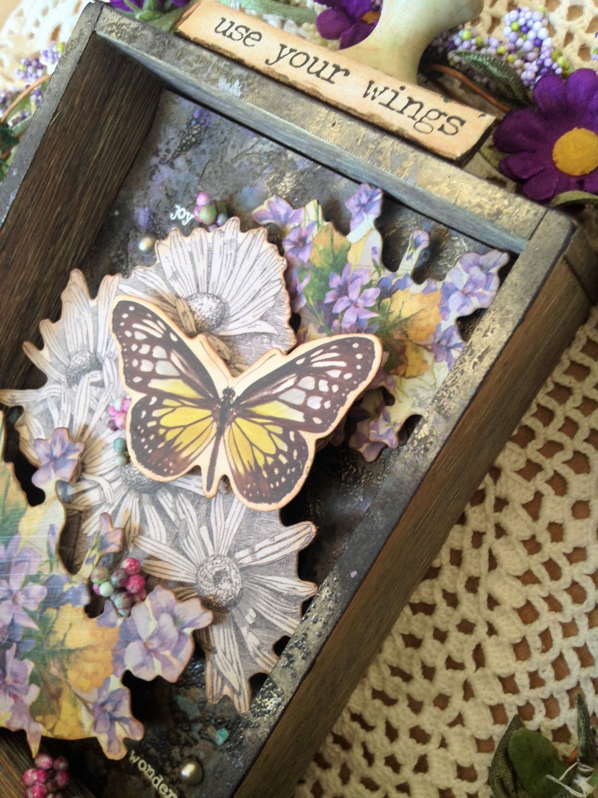 sarascloset: Vintage Shadow Box with Tim Holtz Ideaology and Prima Wax