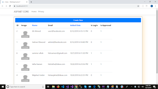 Microsoft Net Technologies Display And Sort Data From Sql Server Table In Core Db