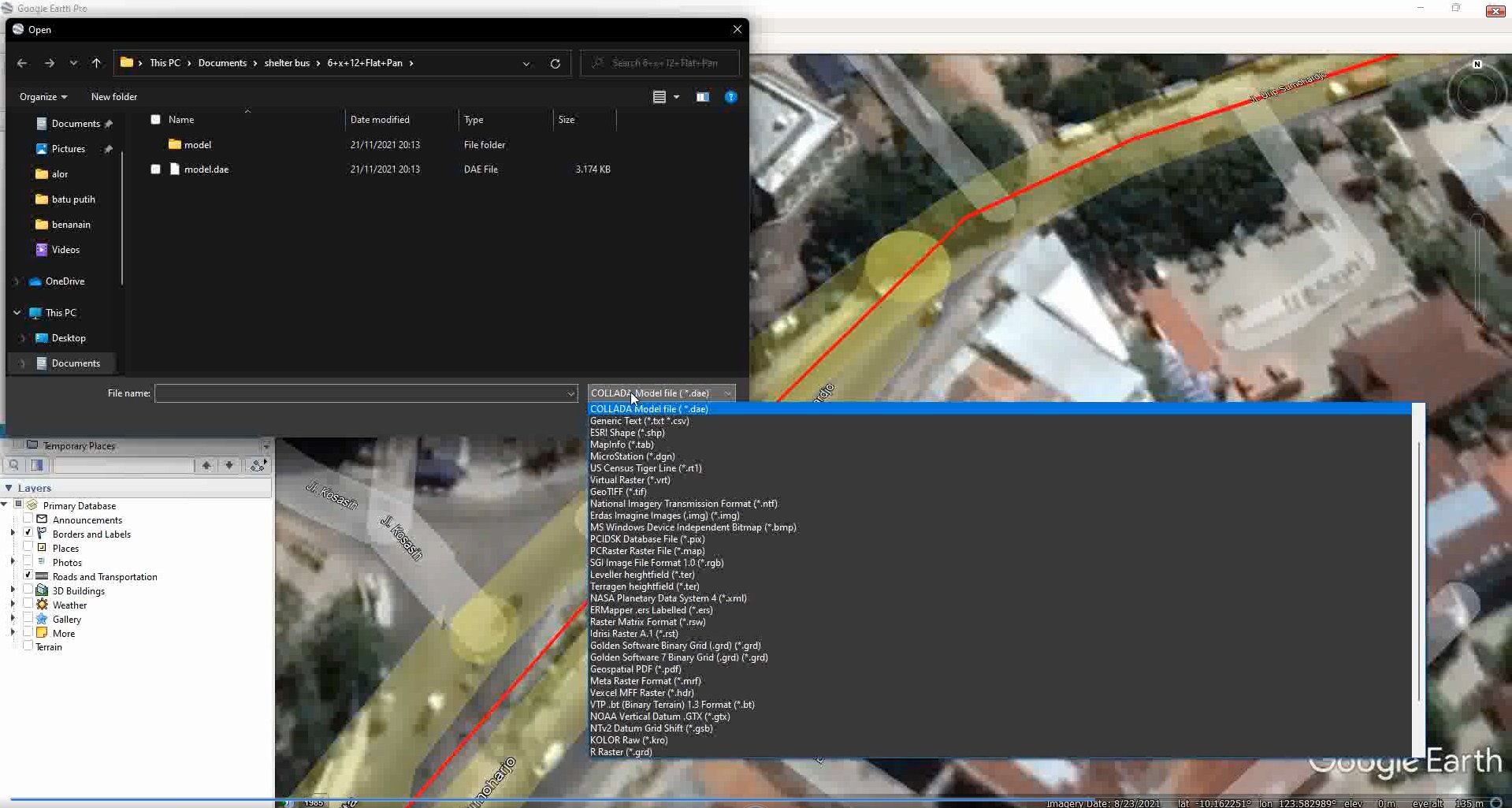 Cara Membuka File Collada 3D Model di Google Earth Pro