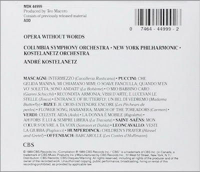 ENTRE MUSICA: ANDRE KOSTELANETZ - Opera Without Words (1989)