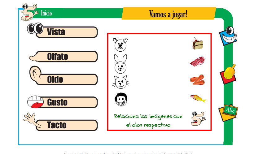 cincosentidos: JUEGO ESCOLAR DE LOS CINCO SENTIDOS