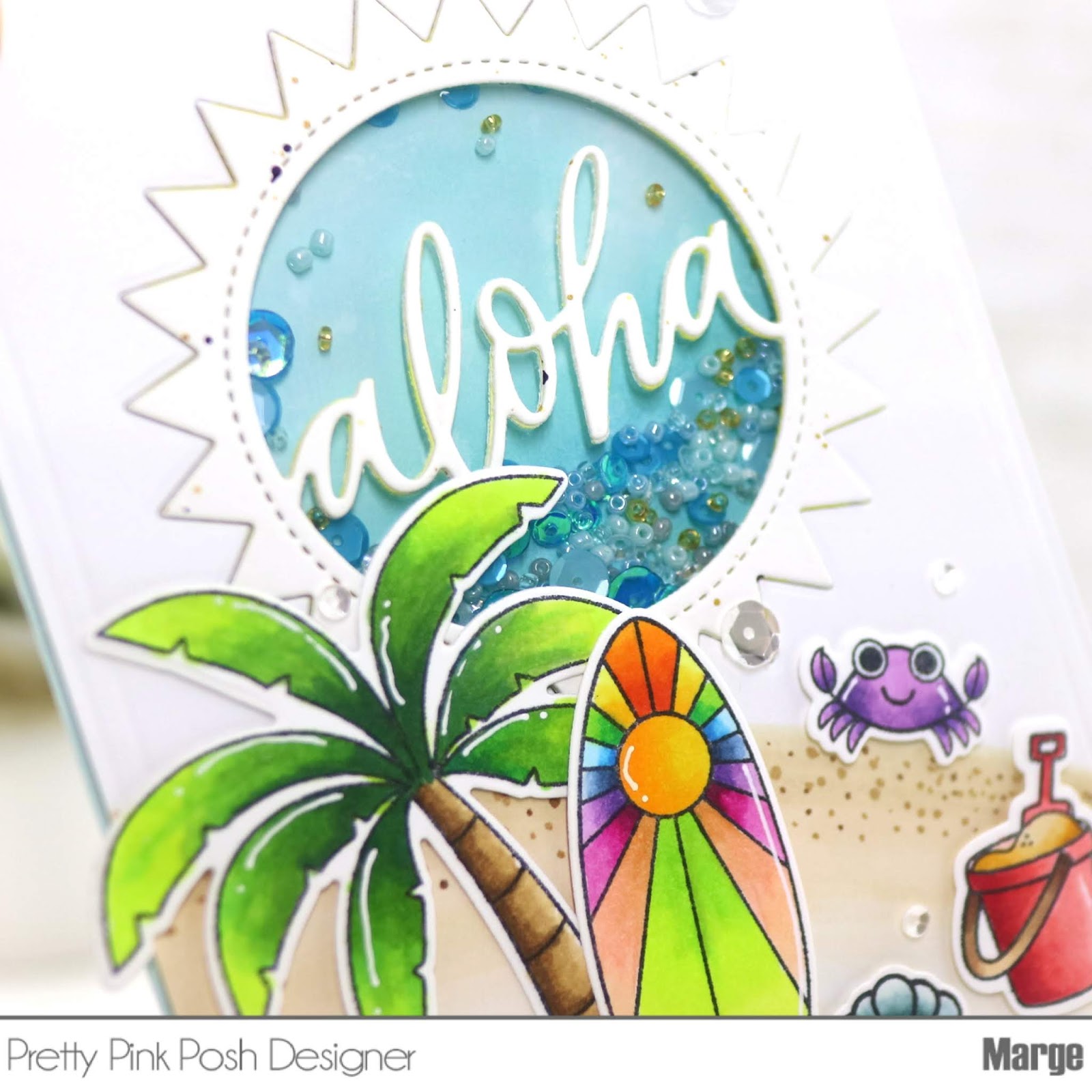 Marge Crafts: Pretty Pink Posh Summer Theme Card 1- Aloha Shaker