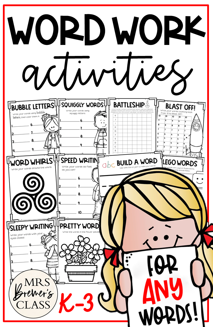 Word Work Activities for ANY Words | Mrs. Bremer's Class