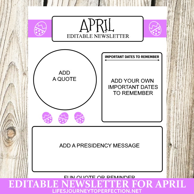 Life's Journey To Perfection: Editable Newsletter for April: Great for ...