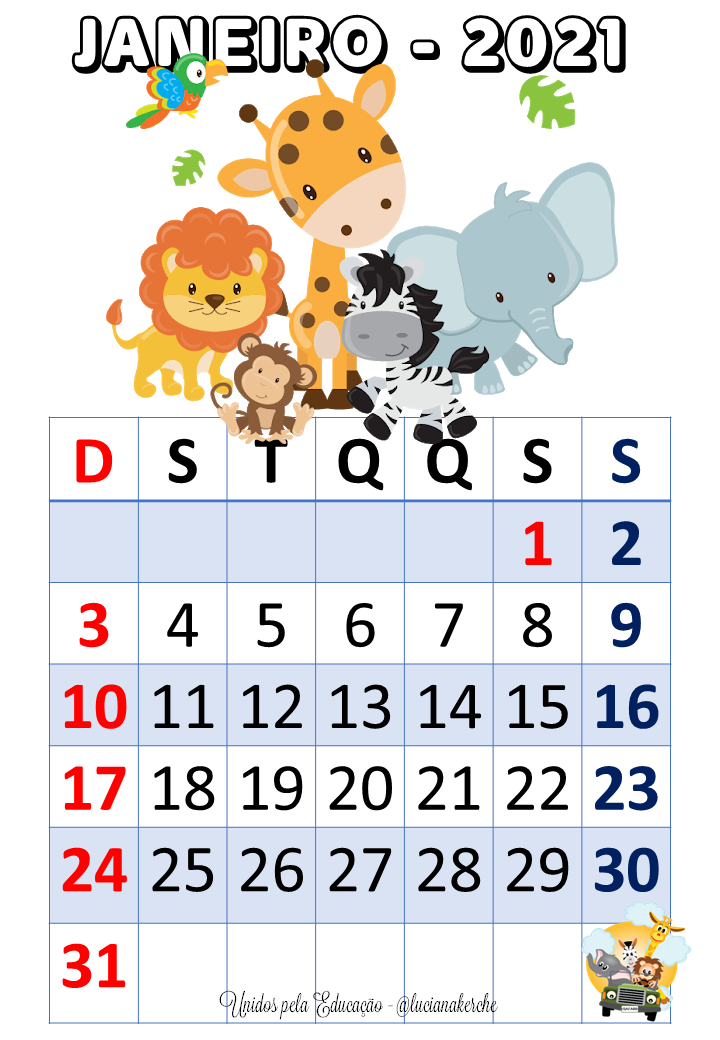 CALENDÁRIO 2021 - SAFARI