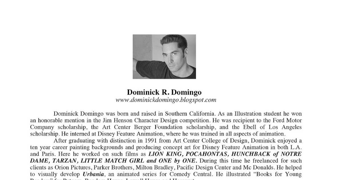 Dominick Domingo Illustration: BIO, VITA and ONLINE PORTFOLIO