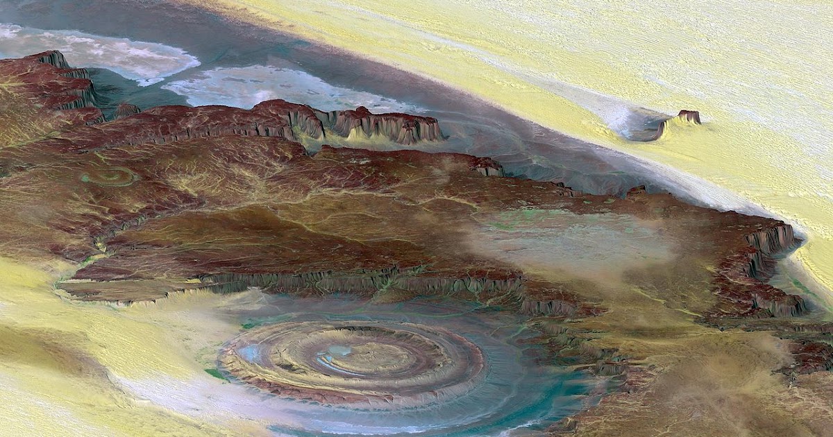 The structure of Richat, an astonishing formation in the heart of the ...