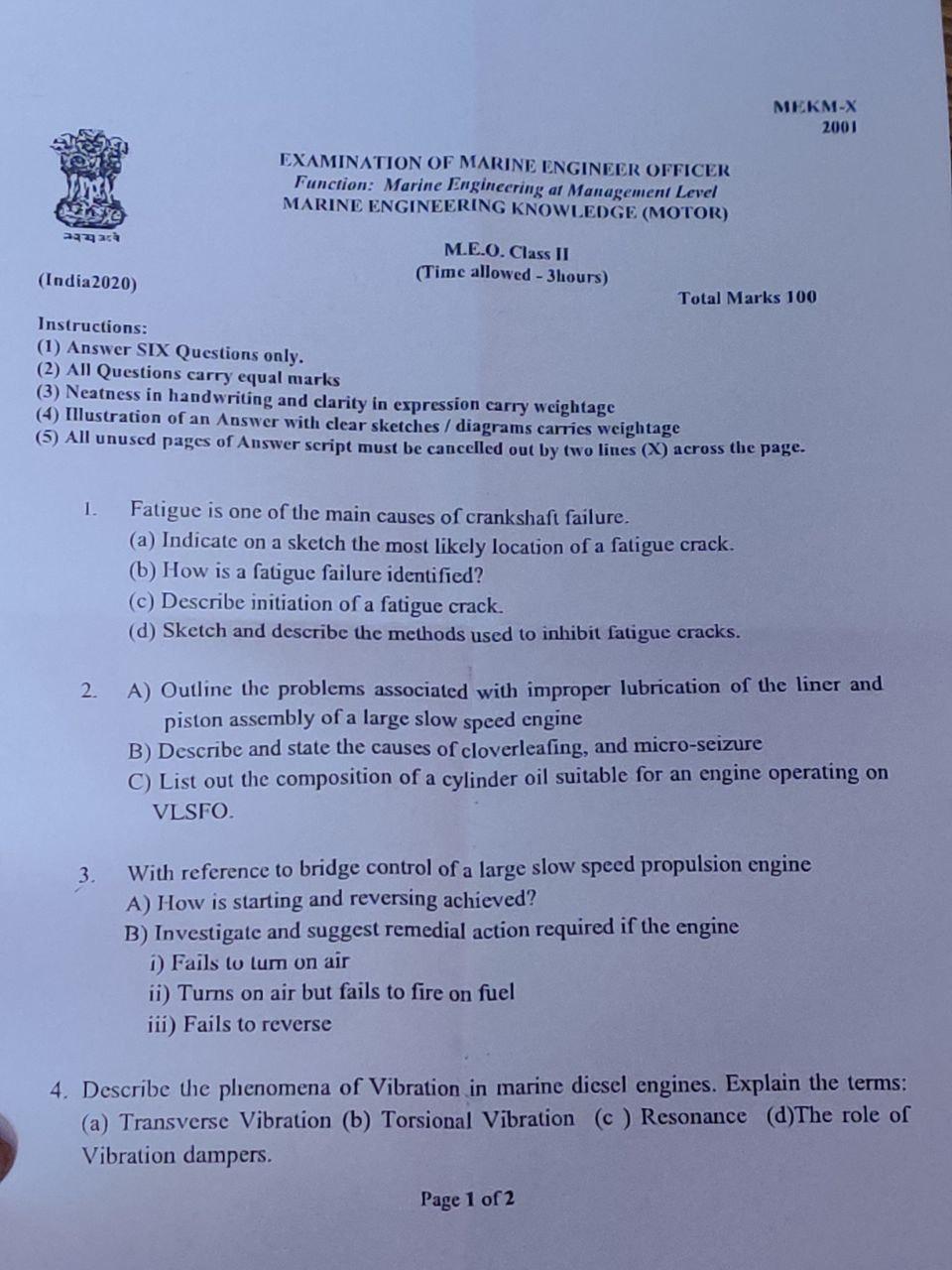 Motor 🚢- MEO Class 2 Papers