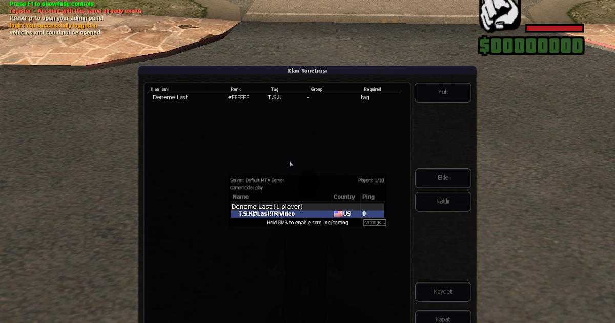 MTA SA F4 Klan Panel Script