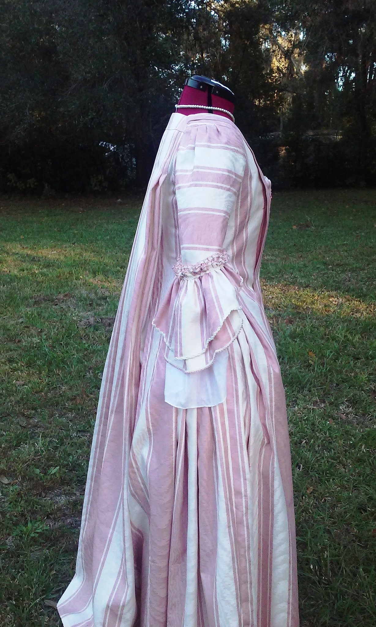 The Antique Sewist: JP Ryan Robe a la Francaise - Pink/white stripe