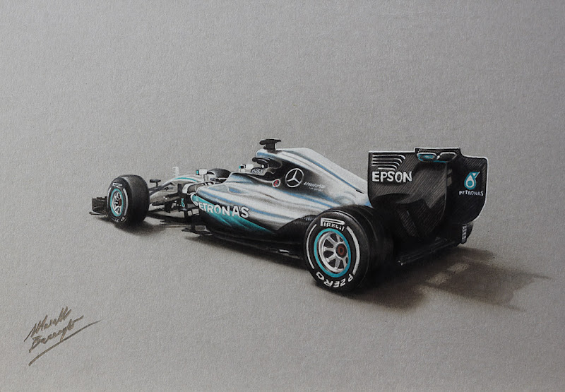 Drawing the Mercedes W07 2016 F1 car - Marcello Barenghi