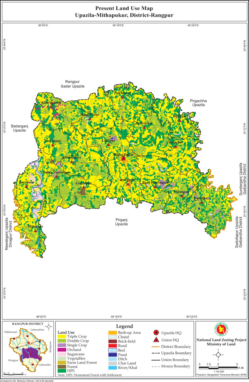 Mouza & Land Use Maps of Mithapukur Upazila, Rangpur, Bangladesh ...