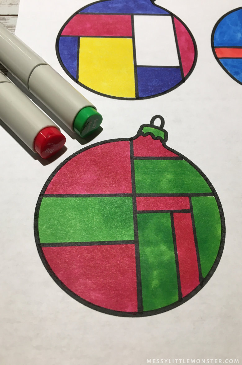 Mondrian Ornament Template - Messy Little Monster