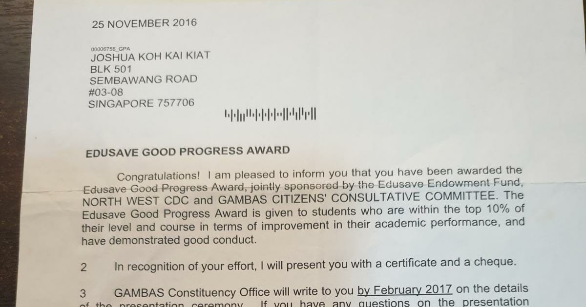 EDUSAVE Good Progress Award(Secondary School)