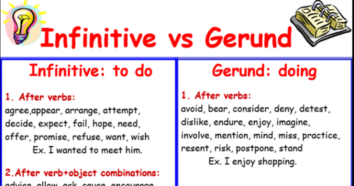 Verb +ing/ Verb + to infinitive