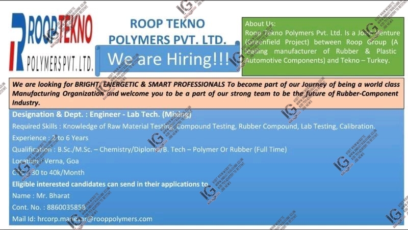 Roop Tekno Polymers jobs for Production Quality Lab Technical IT ...