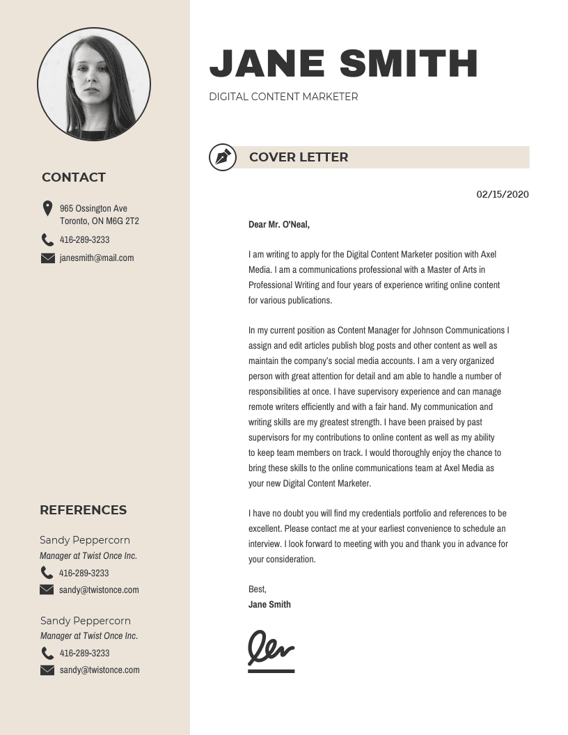 Standard Cover Letter Template 2018 ~ Resume Letter