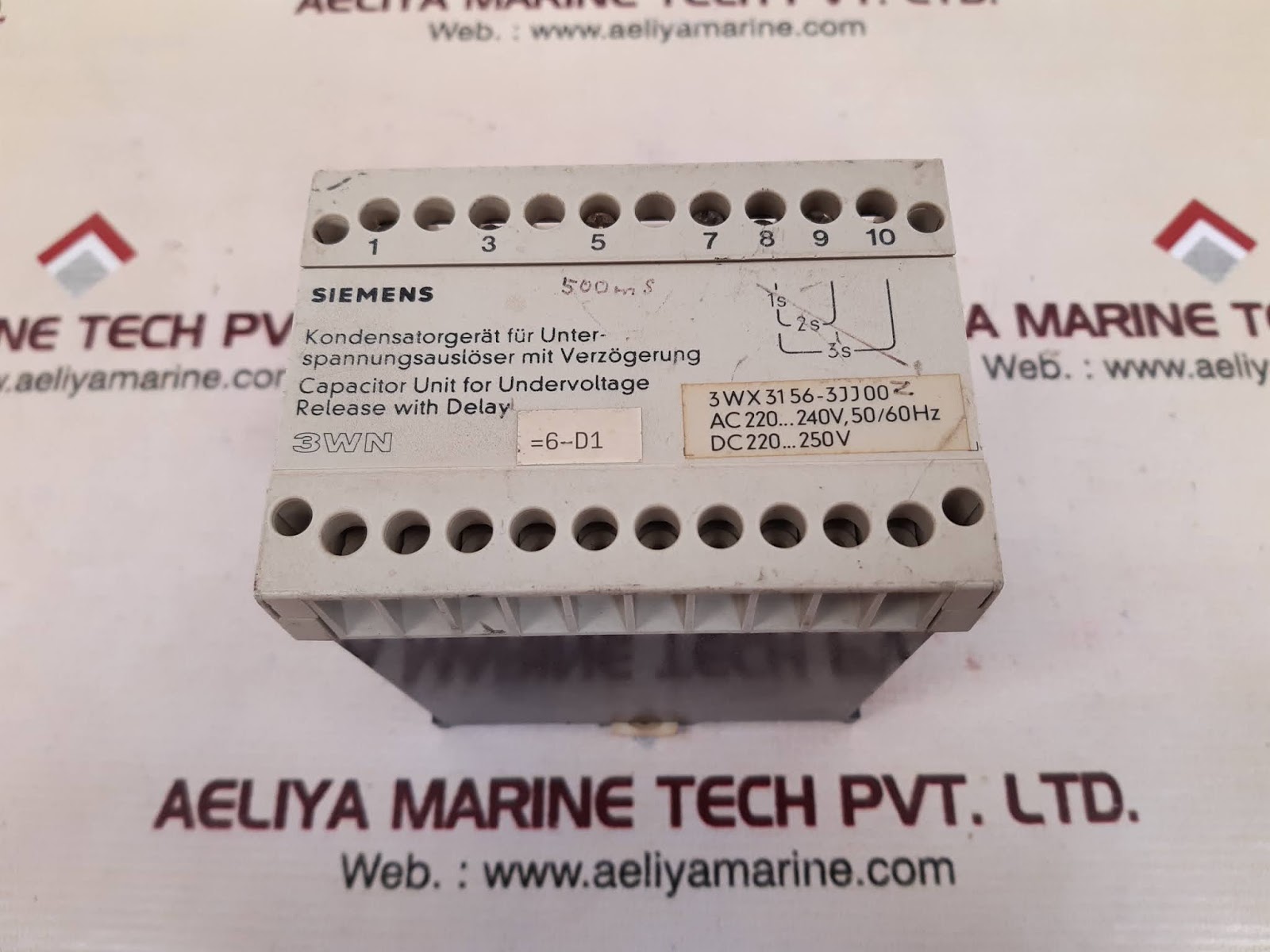 SIEMENS 3WX3156-3JJ00Z CAPACITOR UNIT WITH DELAY - Aeliya Marine