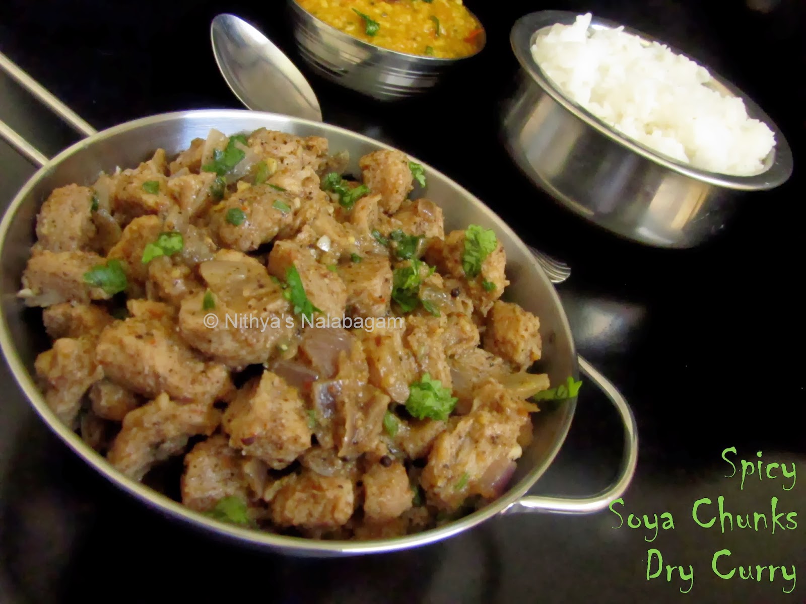 Spicy Soya chunks poriyal | Soya Chunks Dry Curry |Nithya's Nalabagam