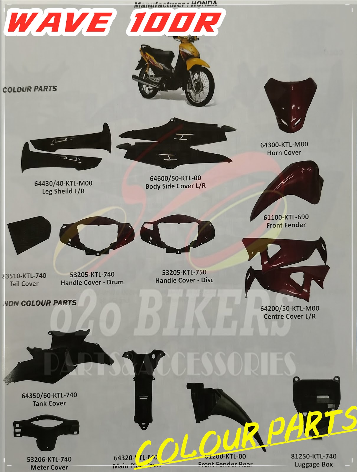 o2o BIKERS PARTS & ACCESSORIES: COLOUR PARTS HONDA WAVE 100R LUAGGAGE ...
