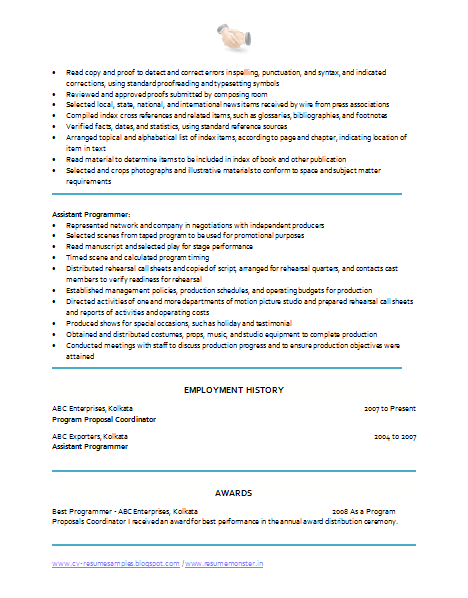 Over 10000 CV and Resume Samples with Free Download: Program ...