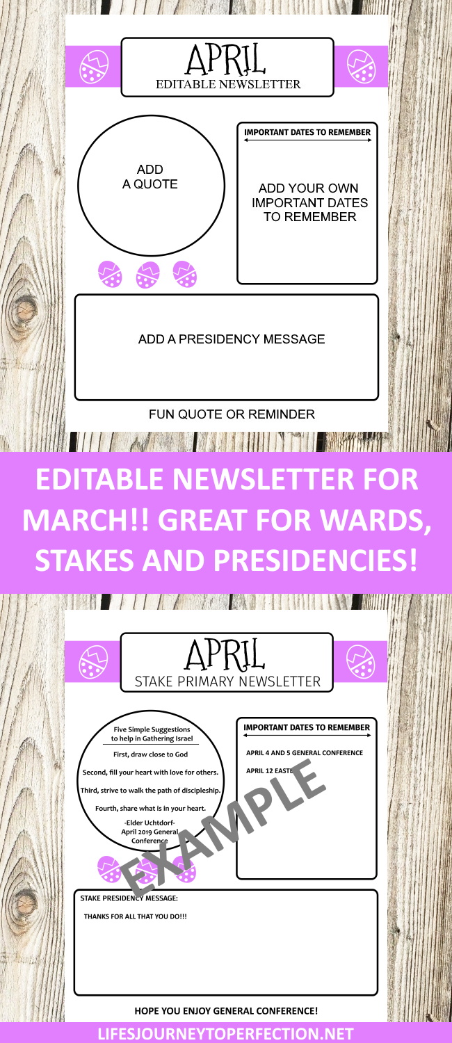 Life's Journey To Perfection: Editable Newsletter for April: Great for ...