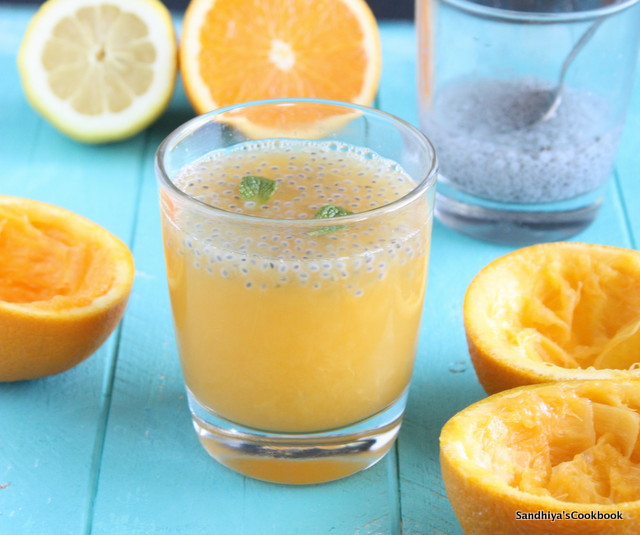 Sandhiya's Cookbook: Orange Juice with sabja seeds | Orange lemon juice ...