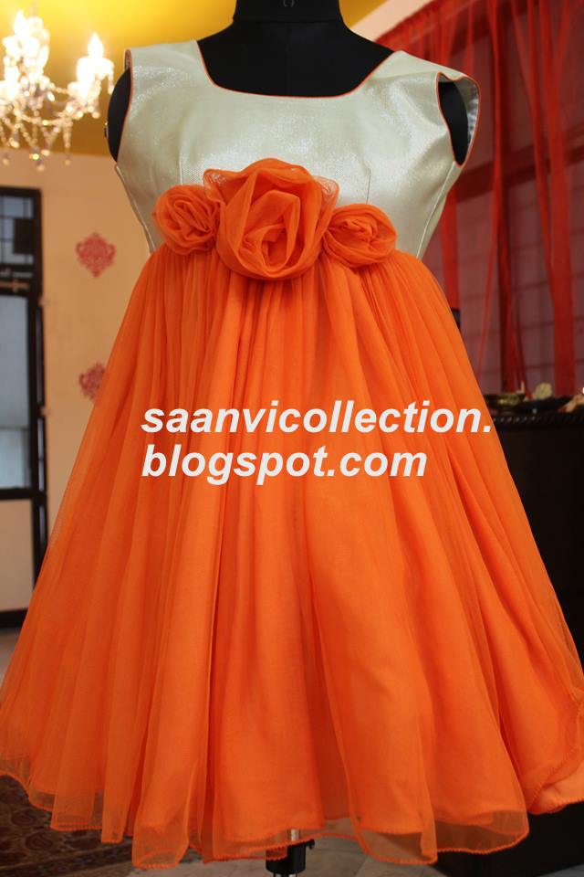 world of ethnic fashion !!!: Cute orange frock for kids
