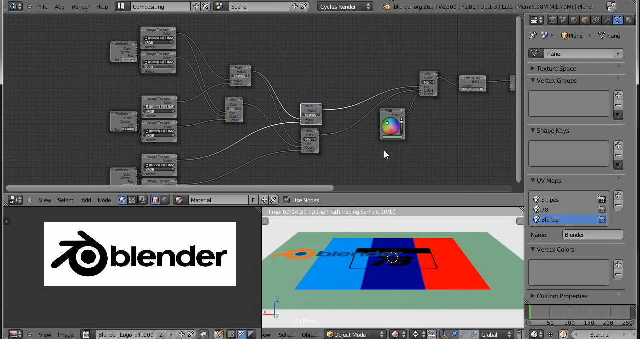 Blender-4d: Tutoriel Node Attribute en Multi carte UV dans Cycles