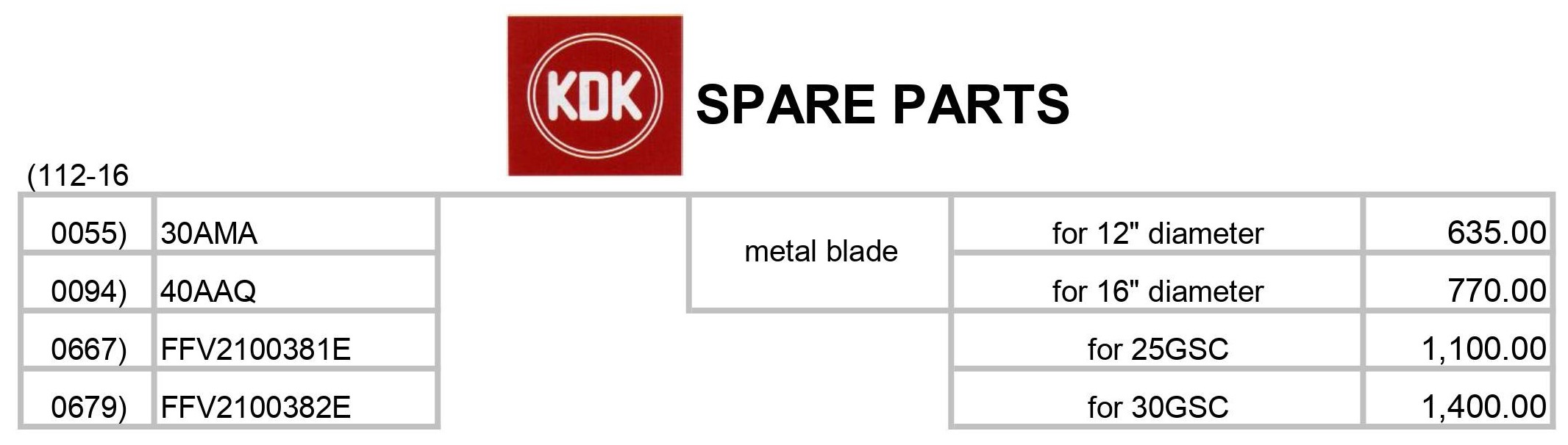 MaximaxSystems.com: KDK VENTILATING FANS PRICE LIST