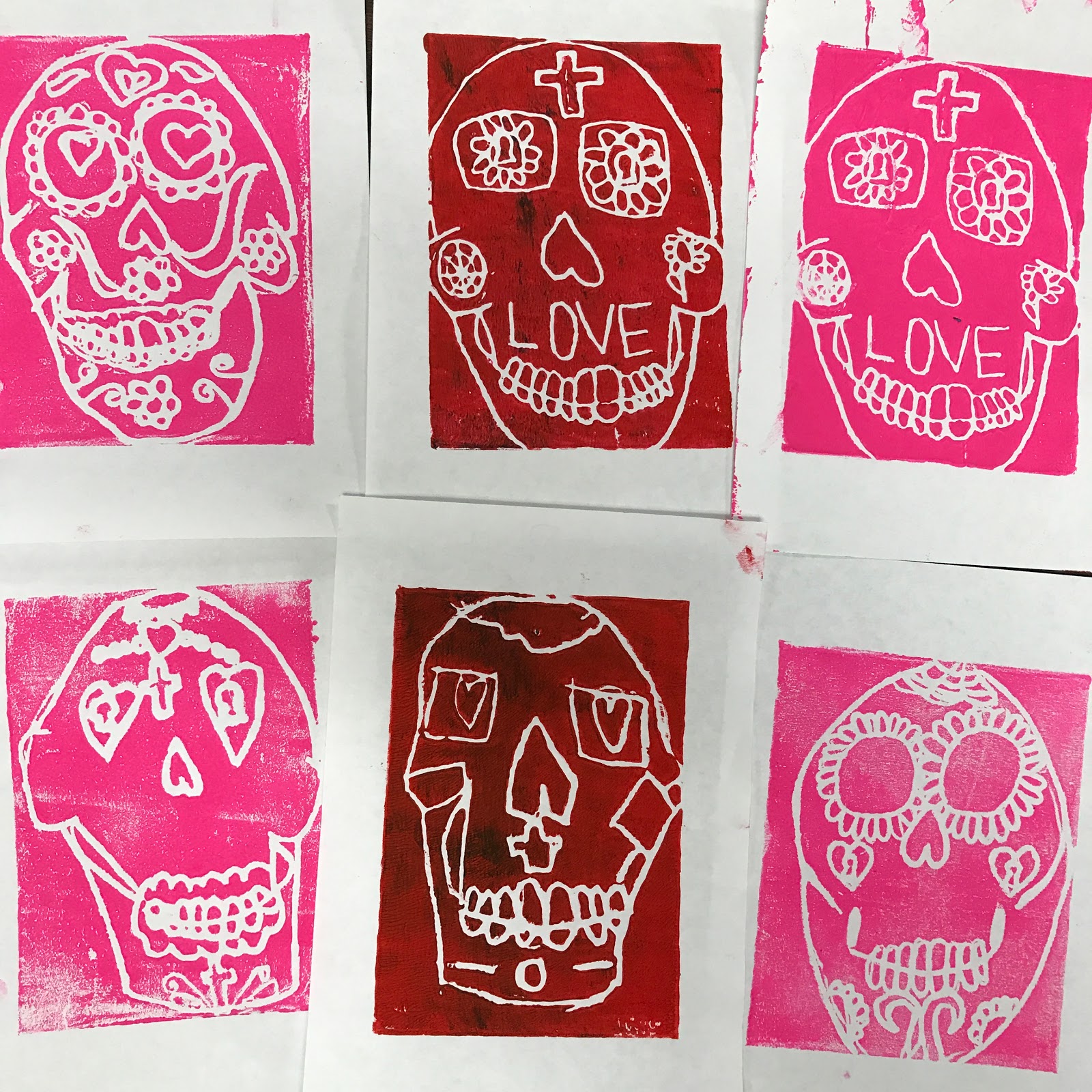 Elements of the Art Room: 5th Grade Printmaking Calaveras 💀 or Sugar Skulls
