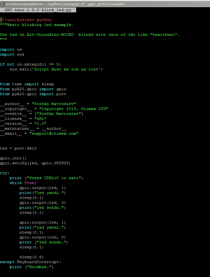 Orange Pi: ORANGE PI PYTHON GPIO